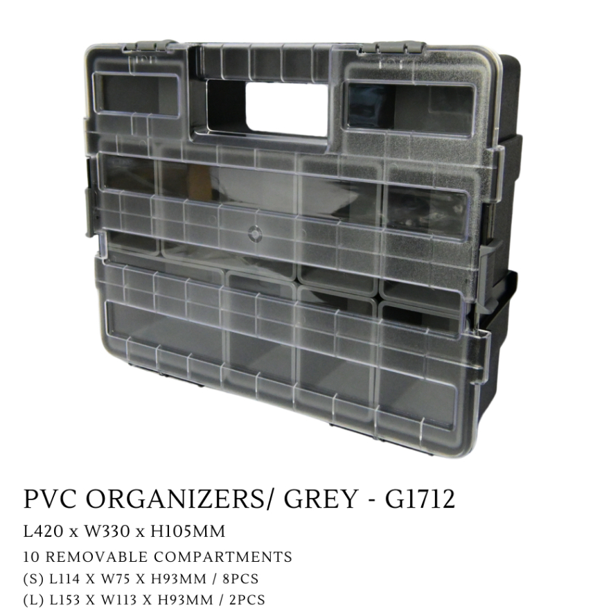 [SG STOCK] PVC ORGANIZERS G1712/10 Removable Compartments Grey Portable ...