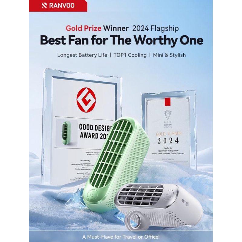 RANVOO PocketGust Portable Fan, Silent Leafless Powerful Cooling (1 ...