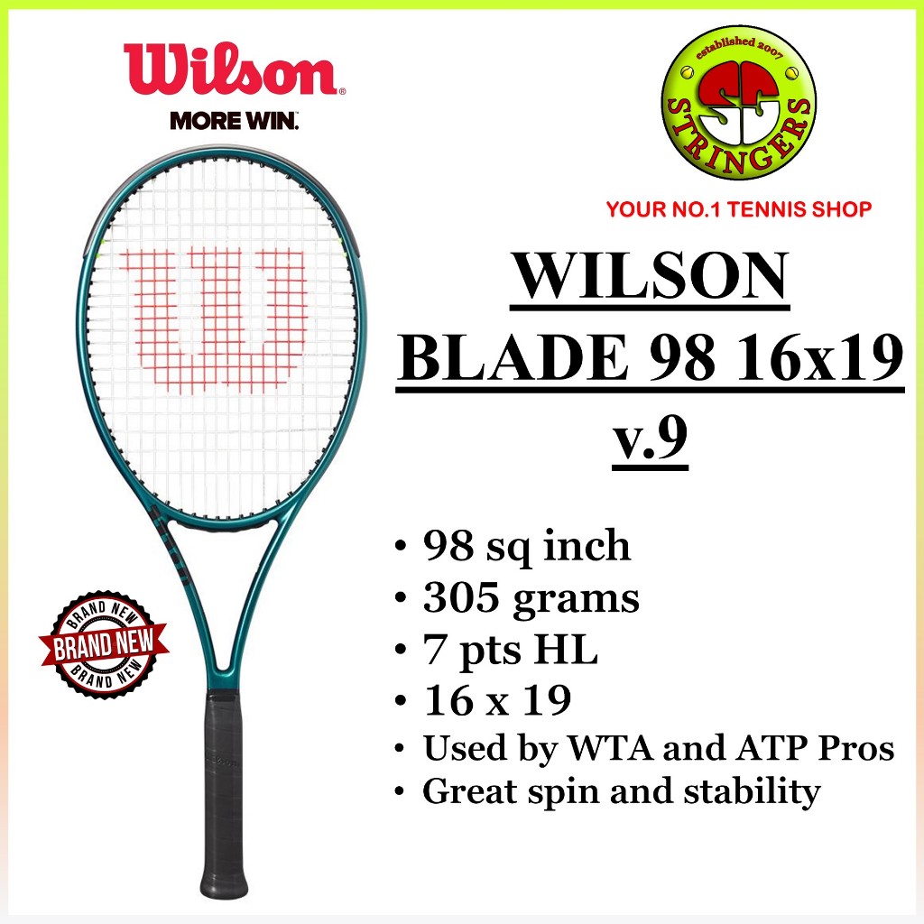 Wilson Blade 98 v9 16x19 Tennis Racket | Shopee Singapore