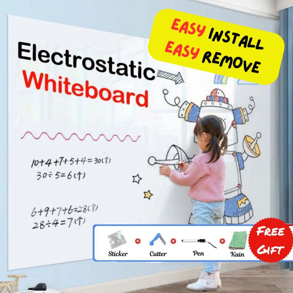 Electrostatic Whiteboard Wall Sticker No Glue No Wall Damage Repeated ...