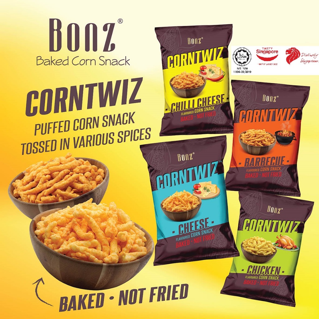 BONZ CORNTWIZ Baked Corn Snack 70g x 8 - 4 Flavors {Halal Certified ...