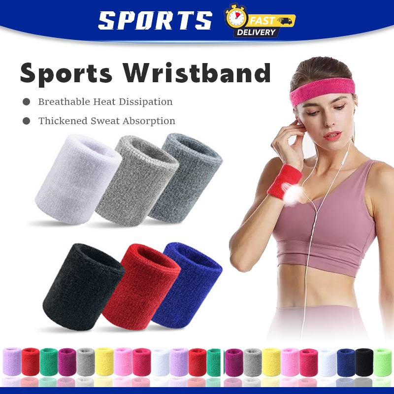 🇸🇬📦1Pcs Sport Wristband Sweatband Cotton Hand Band For Gym Tennis ...