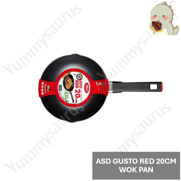 ASD GUSTO RED NON-STICK DEEP WOK PAN (20CM) | Shopee Singapore