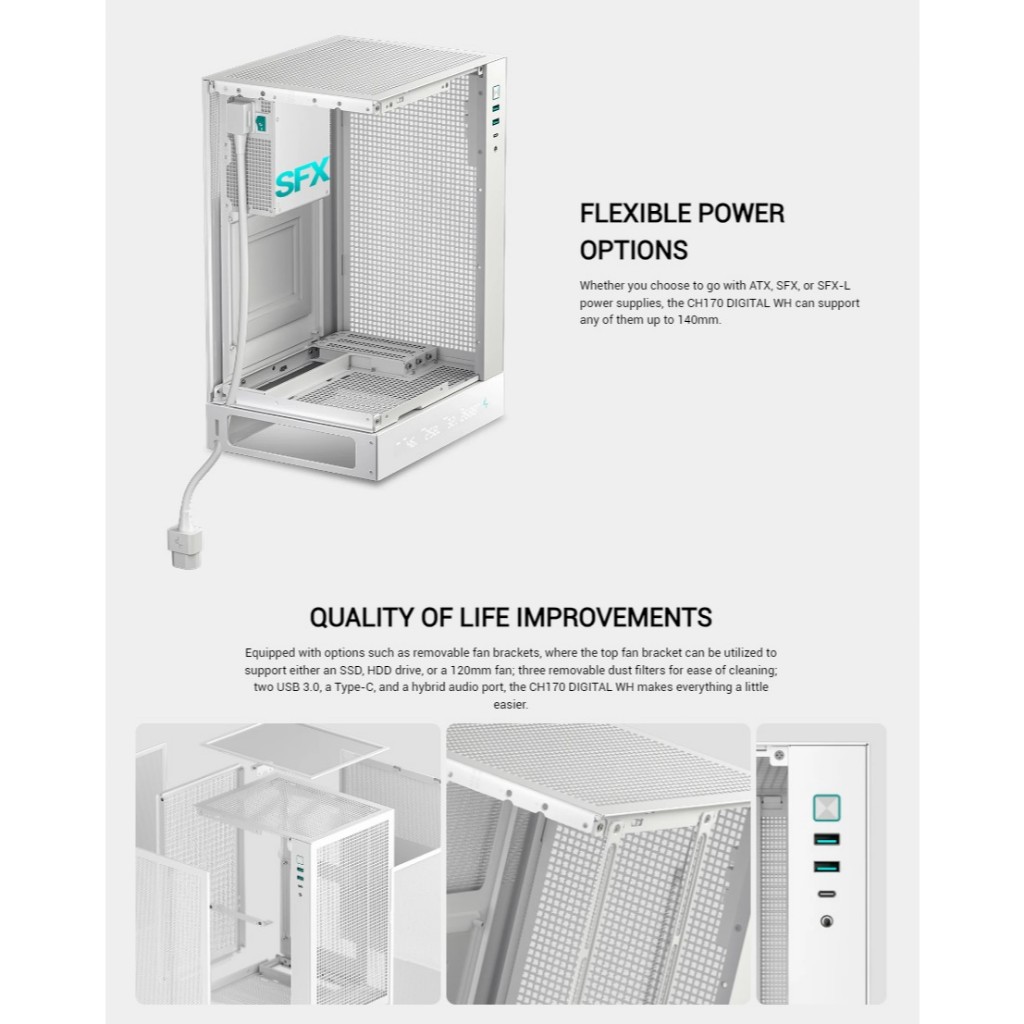 DEEPCOOL CH160 / CH170 / CH260 CH270 PLUS DIGITAL PORTABLE MINI ITX ...