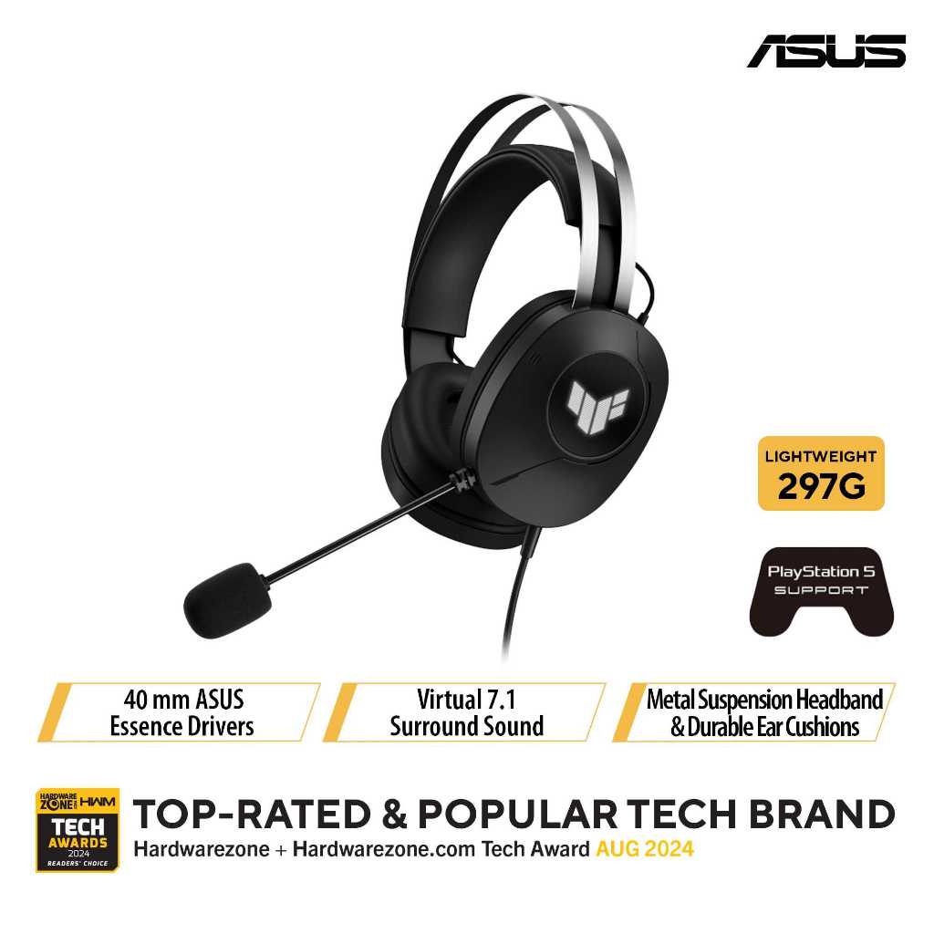ASUS TUF Gaming H1 Gen II Wired Headset - 40mm ASUS Essence drivers ...