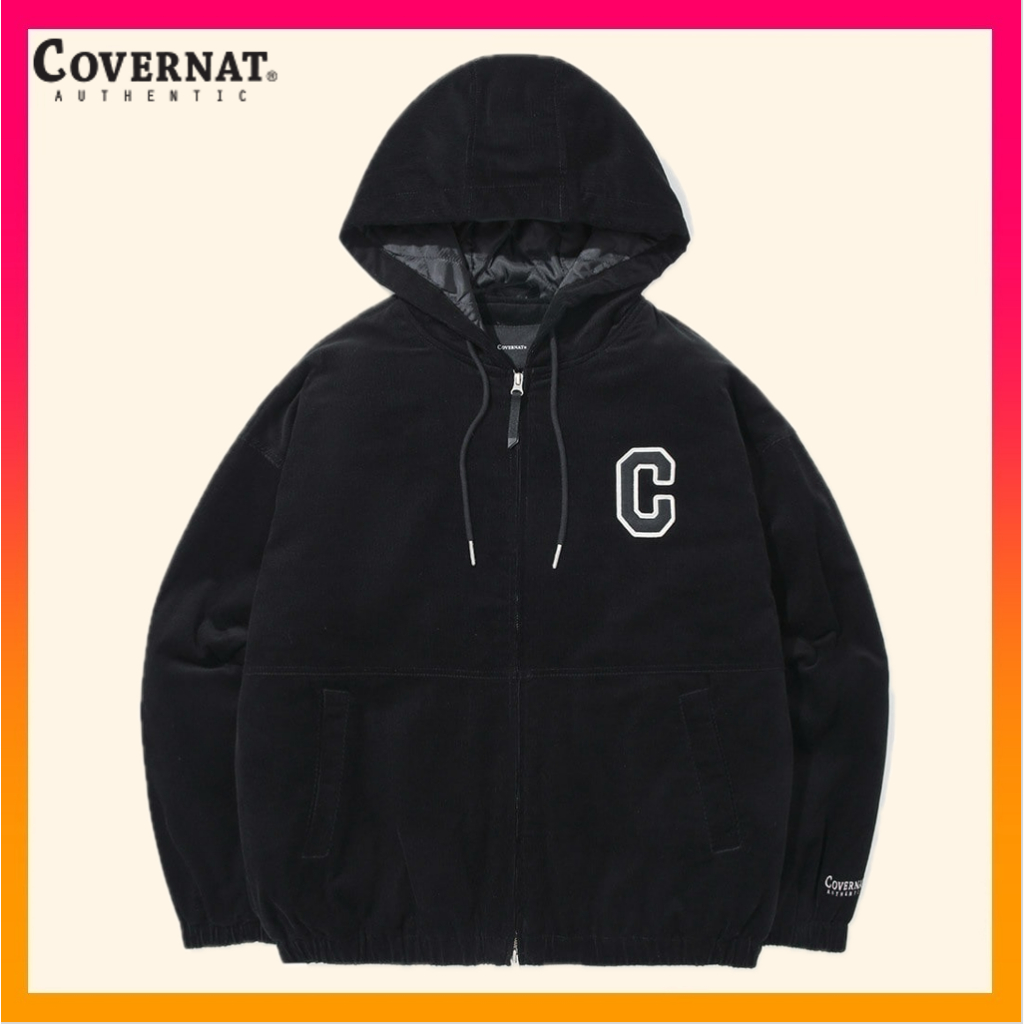 COVERNAT C Logo Corduroy Hoodie Jacket - Black (2024 NEW) | Shopee ...