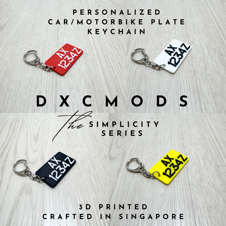 3D Printed Car Motorcycle Number License Plate Keychain Simple Series ...
