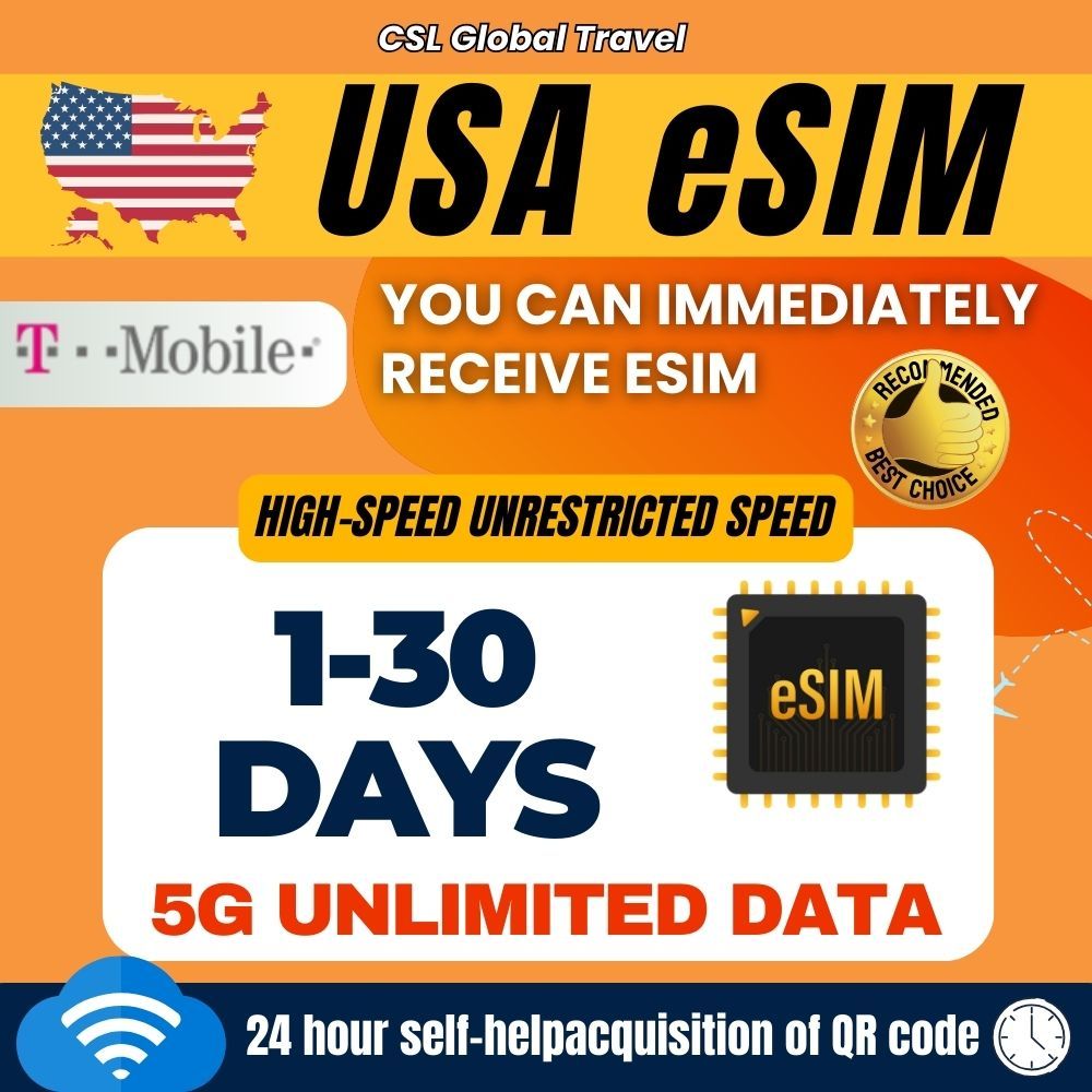 【CSL】USA eSIM 1-30 Days 500MB-20GB | High Speed Unlimited Data | Instant 24h Email Delivery ...