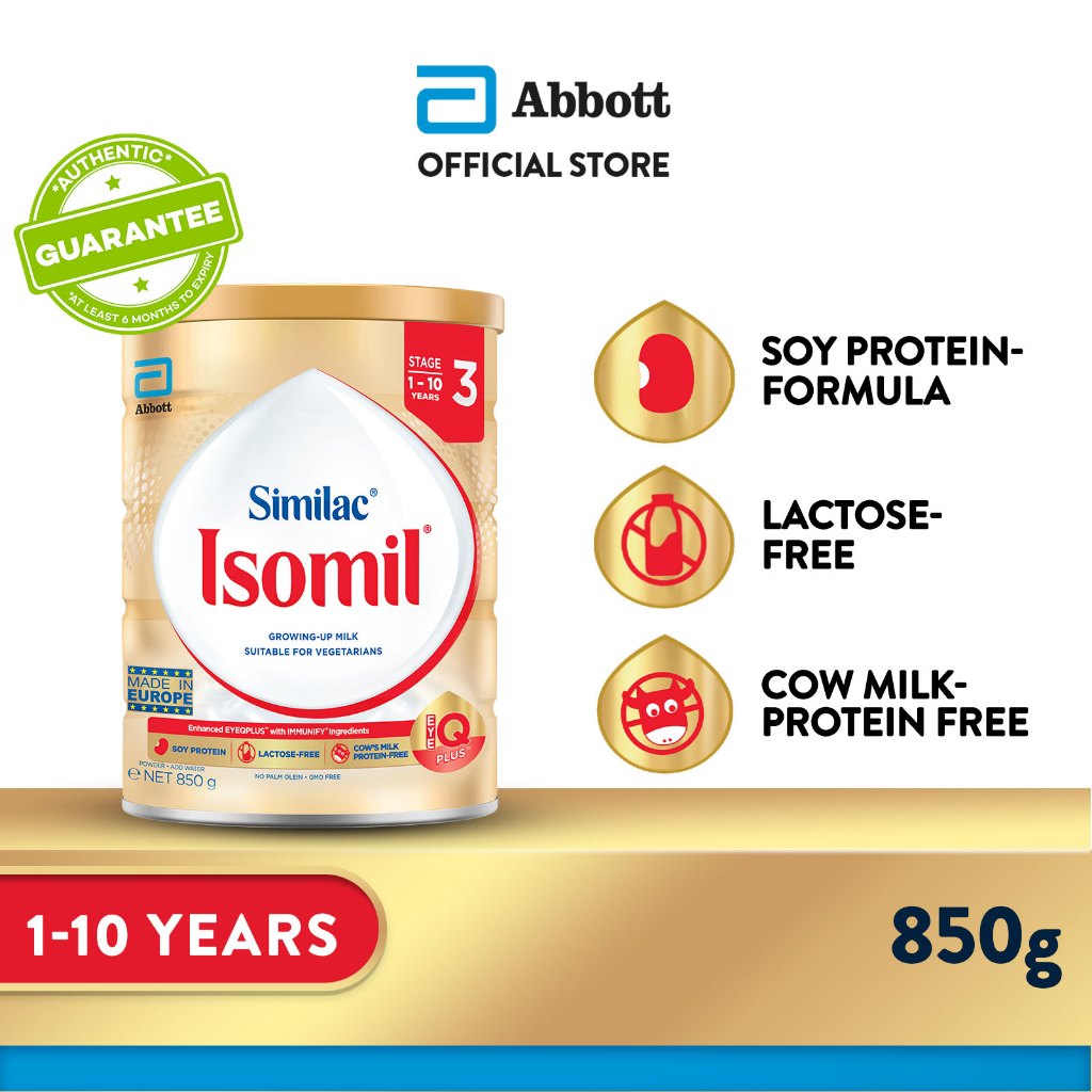 Isomil Stage 3 Soy Growing-Up Formula (1-10 years) (850g) | Shopee ...