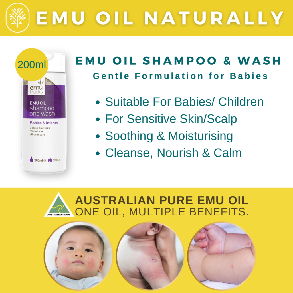 Emu Tracks Emu Oil Shampoo & Wash 200ml. Formulated for Sensitive ...