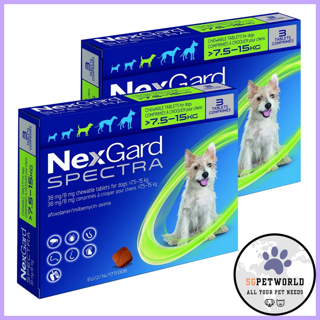 Nexgard Spectra for Medium Dogs 7.6 to 15 Kg (Green) 6 Chews | Shopee ...
