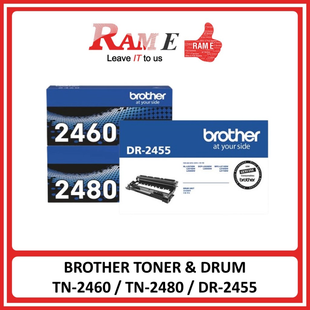 [ORIGINAL] Brother Toner TN-2460 TN2460 / TN-2480 TN2480 / Drum DR-2455 ...