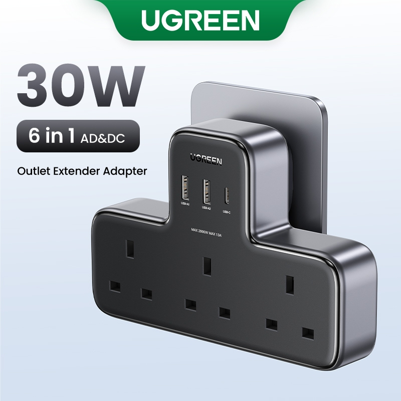 UGREEN Extension Socket Wall Plug / PD30W Fast Charging USB-A USB-C ...