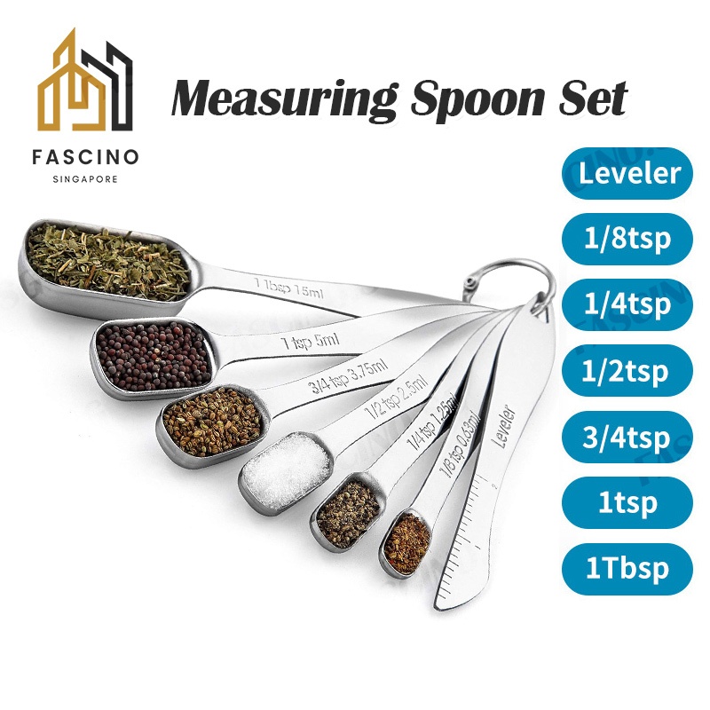 【SG】Heavy Duty Stainless Steel Metal Square Measuring Spoon Round ...