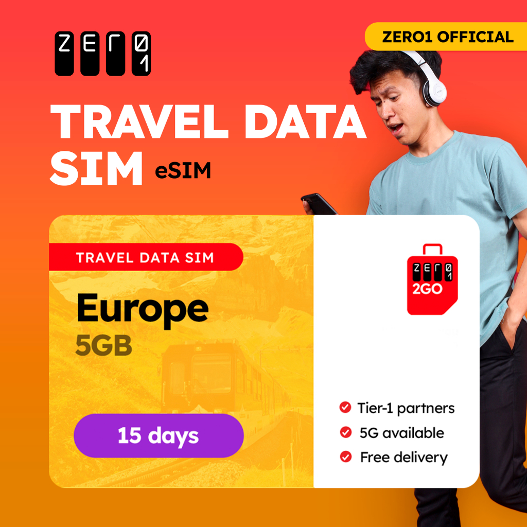 Europe / UK / Turkey eSIM 15 days 5GB Data | 4G/5G | Zero1 2GO full speed Travel Data SIM ...