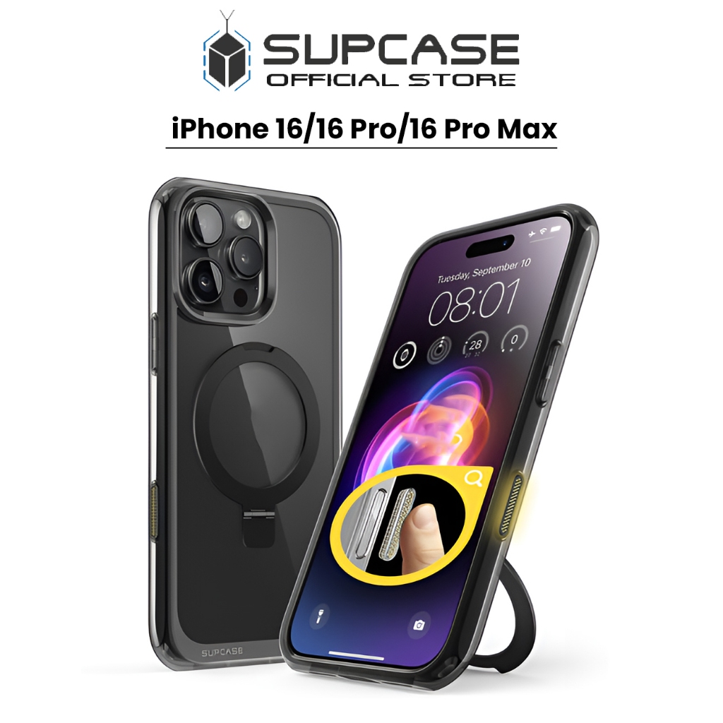 Supcase UB MAG Stand Series Perfect Fit for iPhone 16/16 Pro/16 Pro Max Clear Case Slim ...