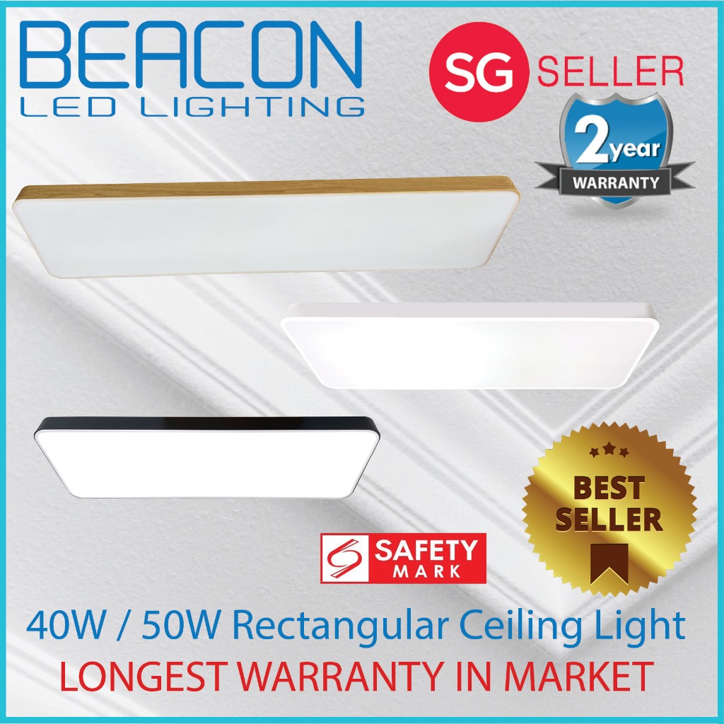 BEACON LED 40 / 50W Rectangular Ceiling Light - 120x30cm / 90x30cm ...