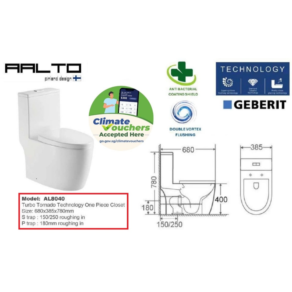 [CLIMATE VOUCHER] Aalto AL8040 Toilet Closet $488 with Installation ...