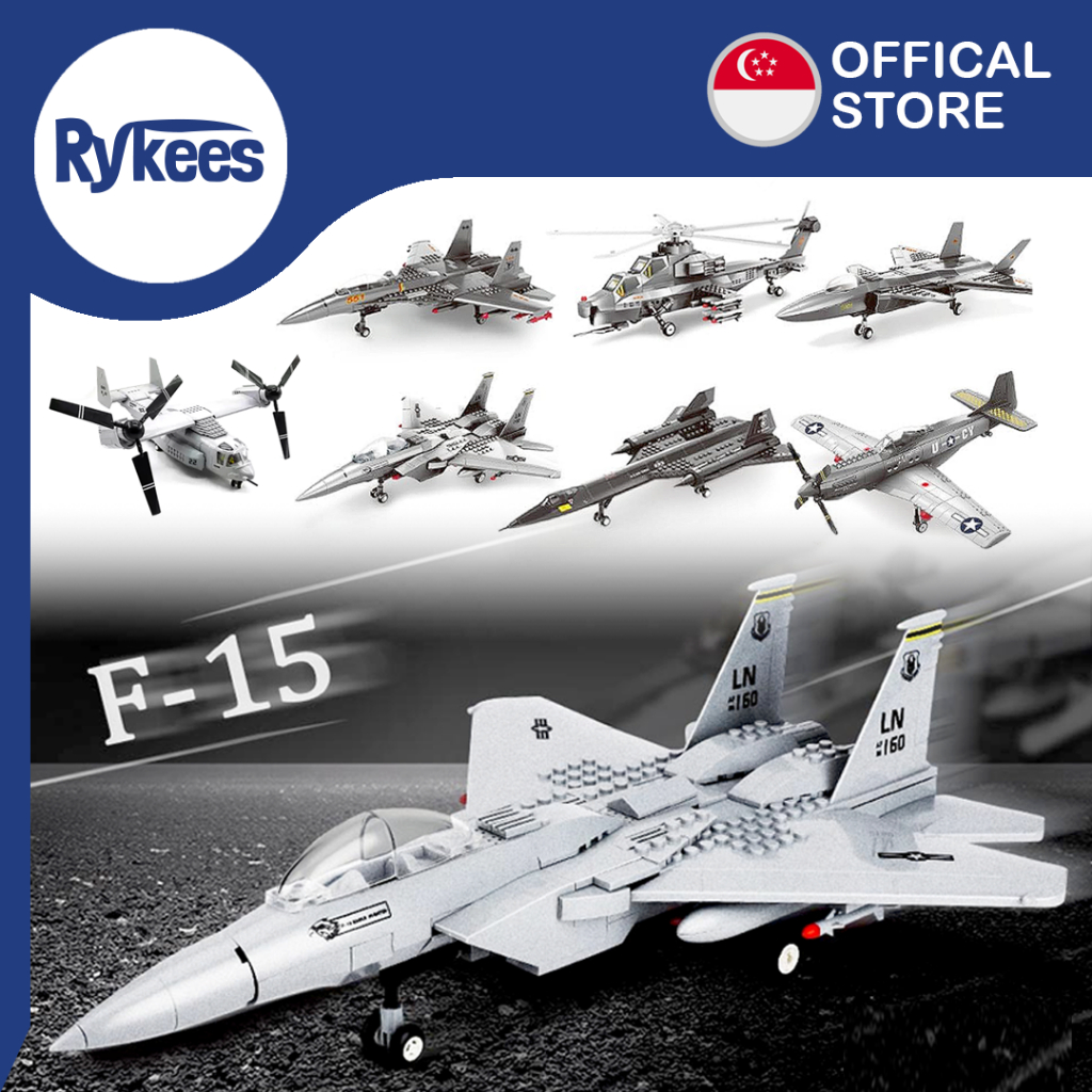 RYKEES Bricks Air Force Fighter Plane Lego compatible | F15, J20, Apache Helicopter | Shopee ...