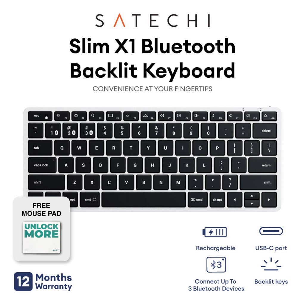Satechi Slim X1 Bluetooth Backlit Keyboard | Shopee Singapore