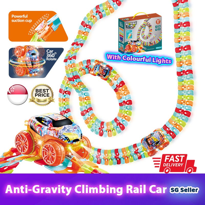 【SG Stock】Anti-Gravity Climbing Flexible DIY Splicing Rail Car Set with ...