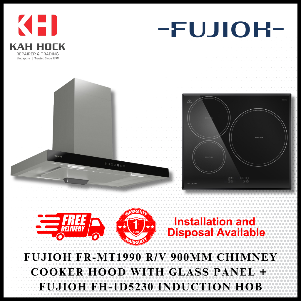 FUJIOH FR-MT1990 R/V 900MM CHIMNEY COOKER HOOD WITH GLASS PANEL (GLASS ...