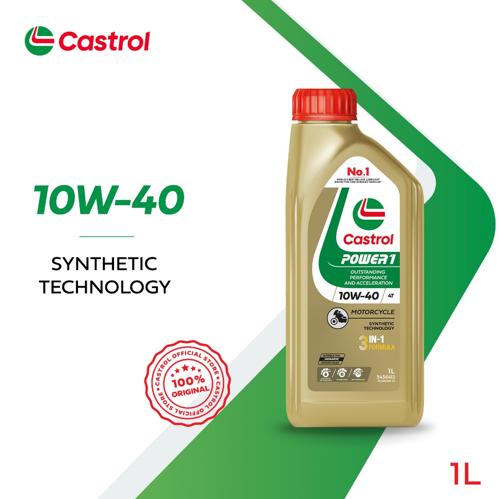 Castrol POWER1 4T 10W-40 (1L) Motorcycle Synthetic Technology API SP ...