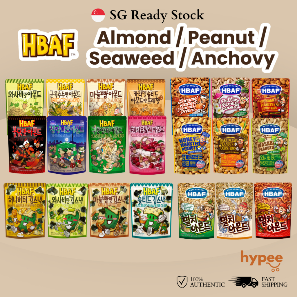 [SG Stock] HBAF Almonds 120g | Peanut 120 | Chip 40g | Anchovy 100g Honey Butter / Wasabi ...