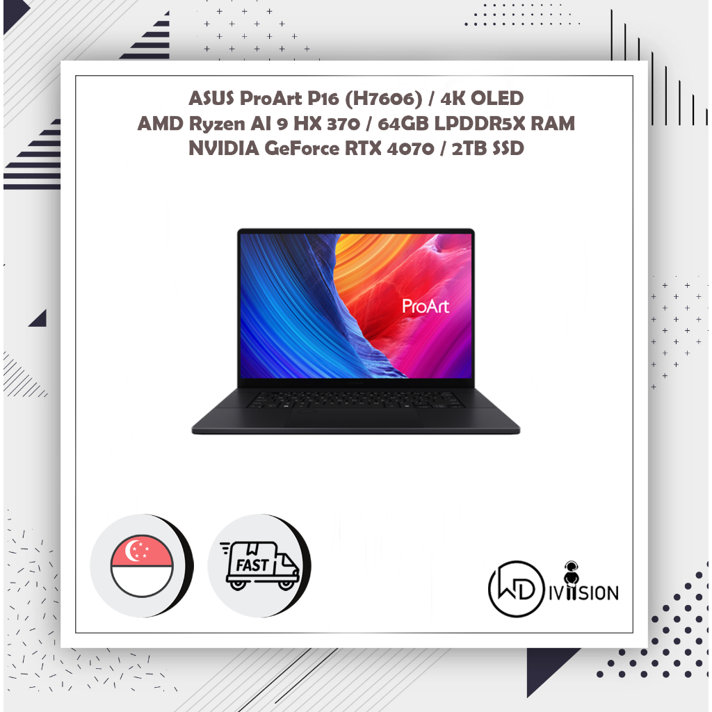 2TB SSD ASUS ProArt P16 (H7606) 4K OLED (2024) - AMD Ryzen AI 9 HX 370 / 64GB LPDDR5X / NVIDIA ...