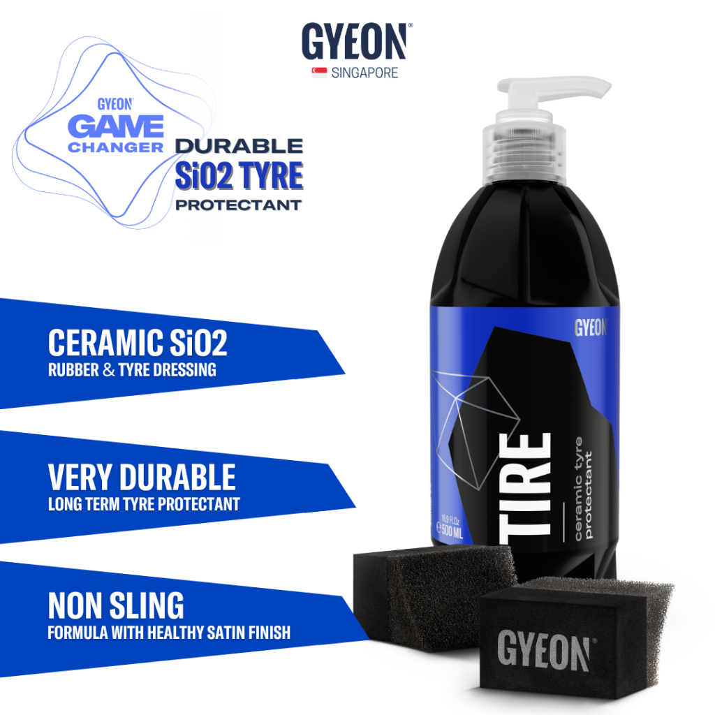 GYEON Q2 Tire 500ml Bundle-Car Care Rubber Tyre SiO2 Dressing(Incl. 2pc ...