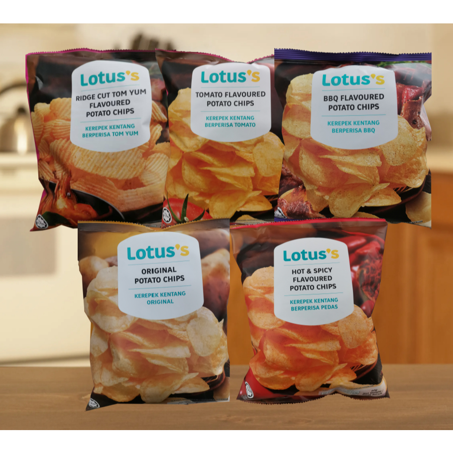 Potato chips snacks Lotus’s potato chips BBQ flavor, tomato flavor ...