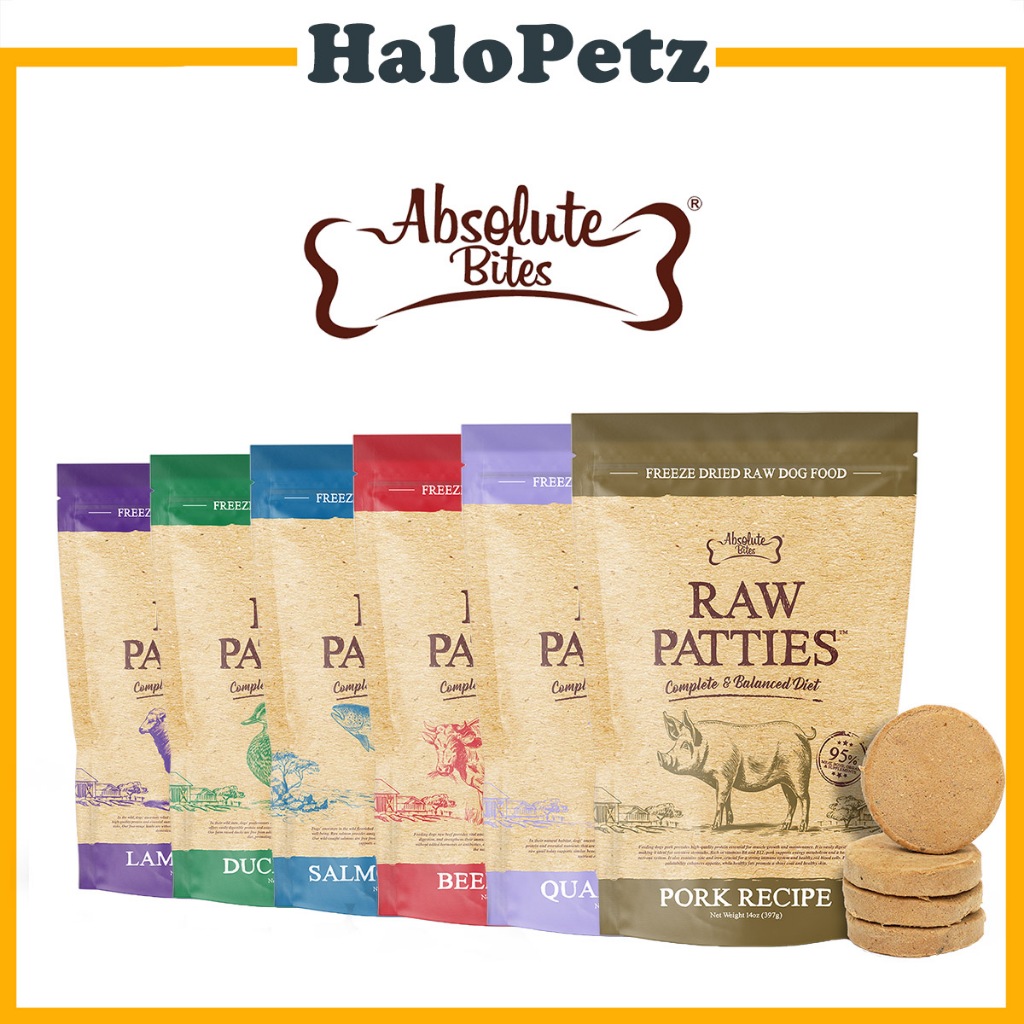 Absolute Bites Freeze Dried Raw Patties Dog Food 14oz | Pork | Beef ...