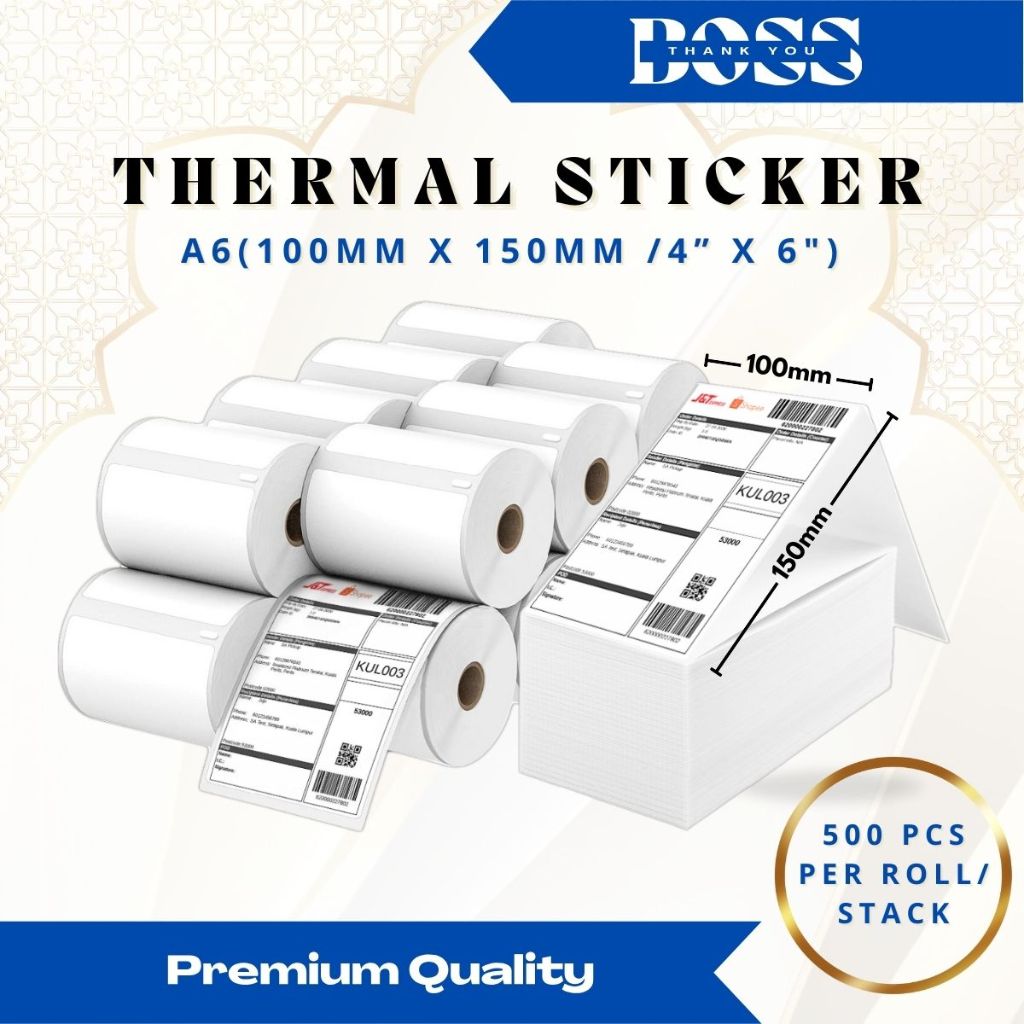 A6 Thermal Label Waybill Sticker Roll / Stack Fold Type (100mm x 150mm ...