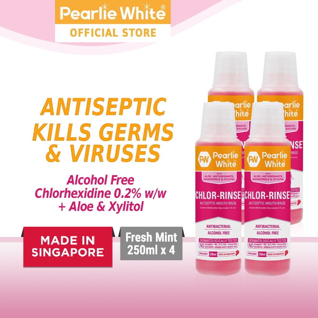 [Bundle of 4] Pearlie White Chlor-Rinse Antiseptic Mouth Rinse / Mouth ...