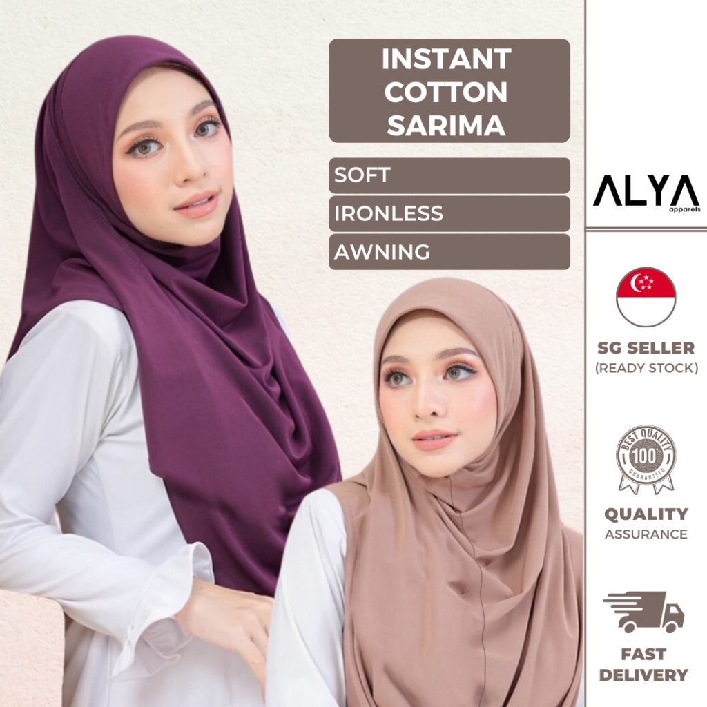 Instant Cotton Sarima ( Alya Apparels / Soft Sarung / Ironless Tudung Breathable Sports Hijab ...