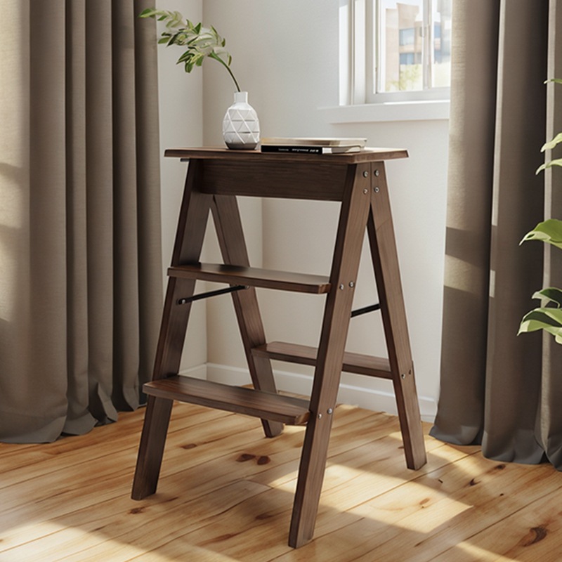 Wooden Decorative Foldable Ladder Rack Nordic Three Step Footstand ...