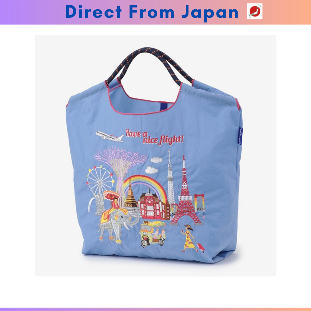Ball & Chain × JAL Original Foldable Bag – Zenith Blue (Tokyo, Thailand, Singapore Embroidery ...
