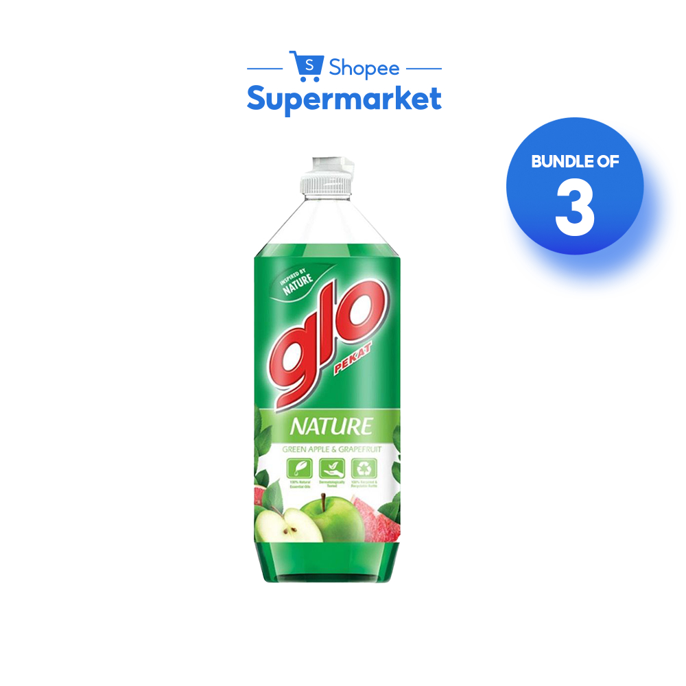 [Bundle of 3] Glo Dishwashing Liquid Green Apple & Grapefruit (800ml ...