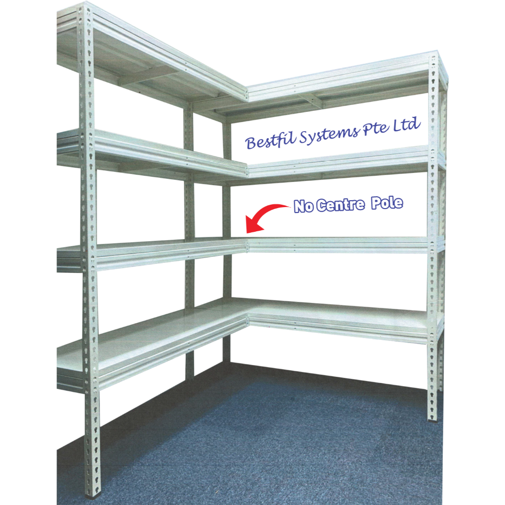 Storage Boltless Rack with HD METAL Shelves, L Shape wo Centre Pole ...