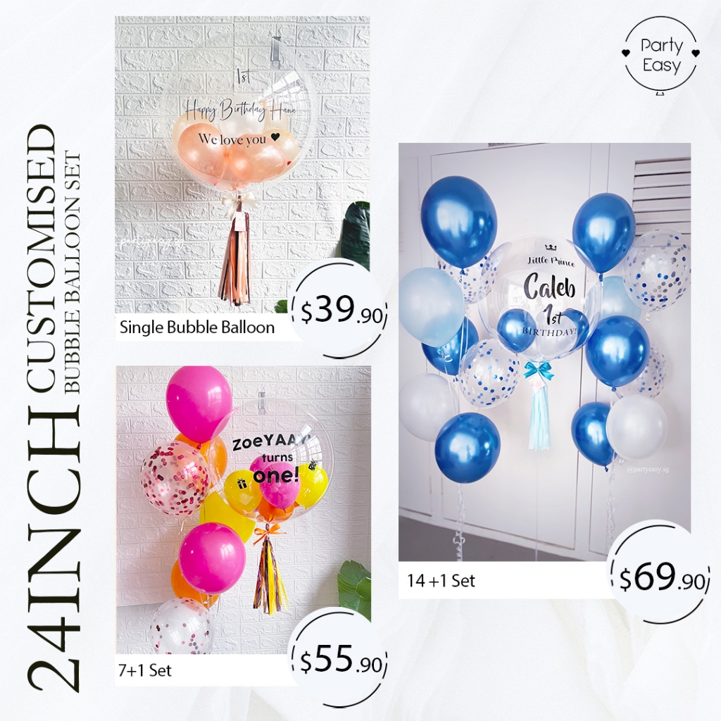 [SG Helium Inflated] Customised 24inch Bubble Balloon Set Birthday ...