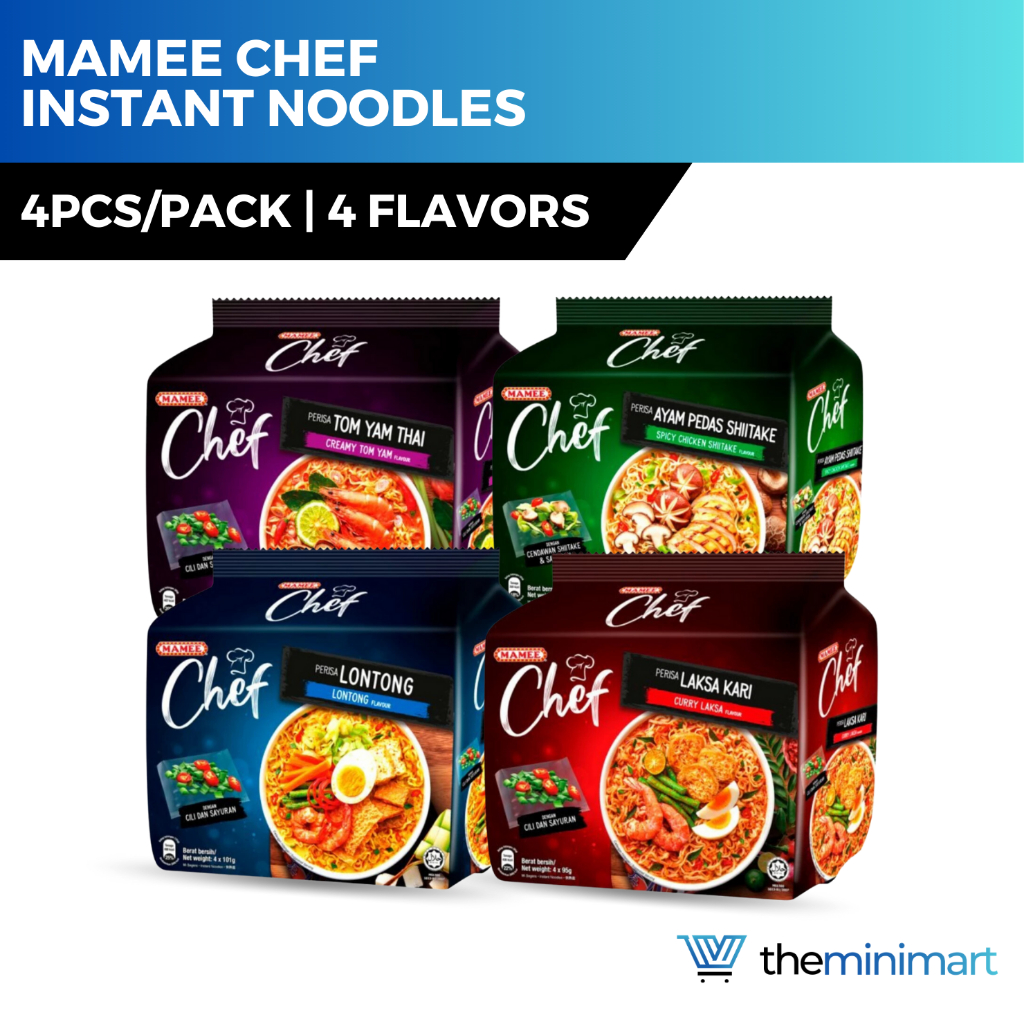 Mamee Chef Instant Noodles 4pcs/pack - Tasty, Fast Cooking, Authentic ...