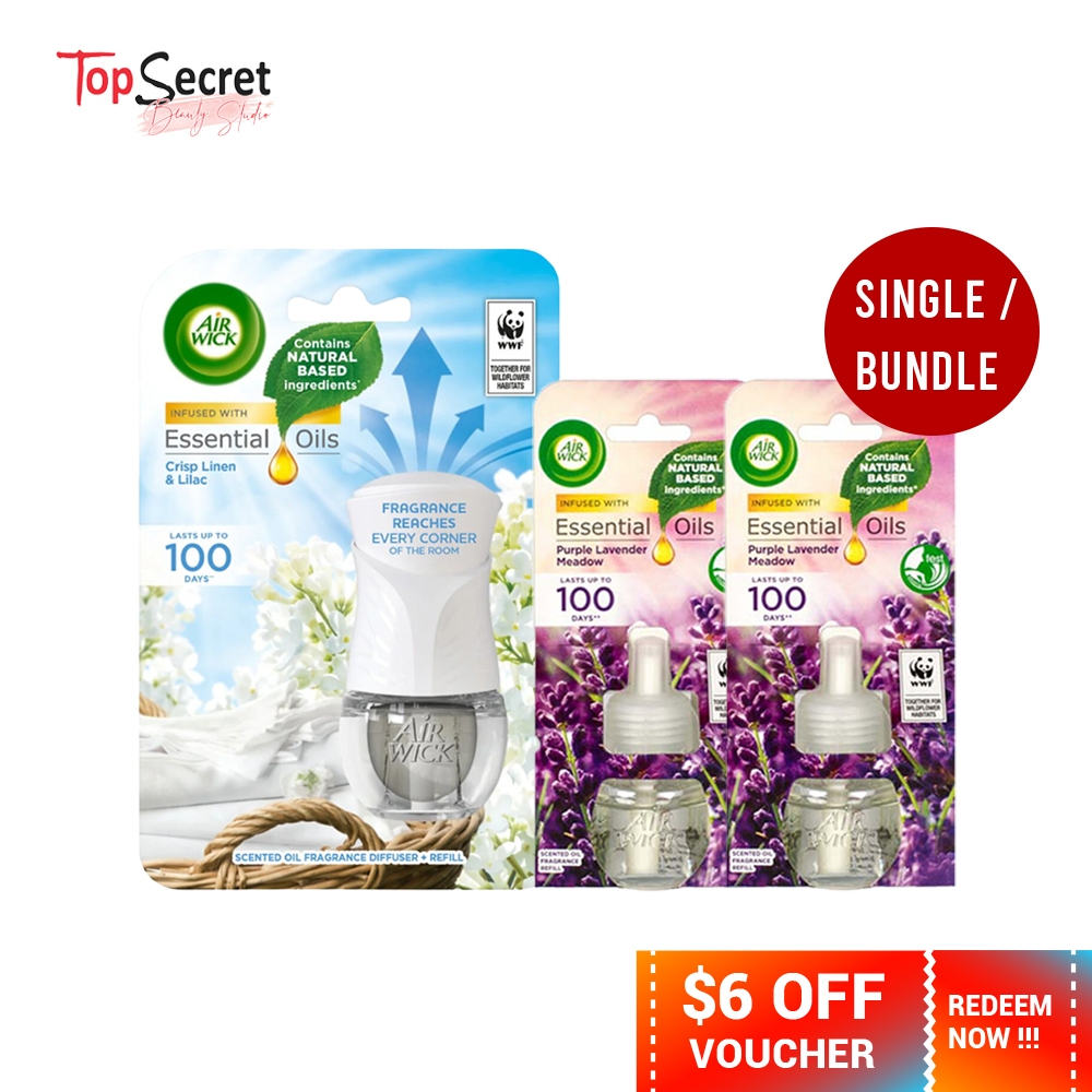 [Value Bundle!!] Air Wick Diffuser Kit Crisp Linen & Lilac 19ml / Diffuser Refill Lavender 19ml ...