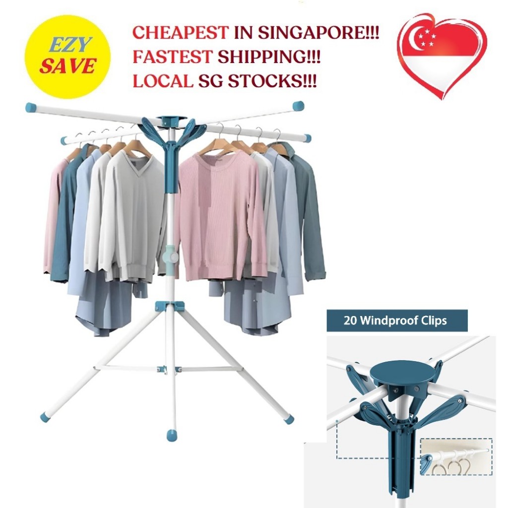 ⚡️EASY SAVE⚡ Tripod Clothes Drying Rack Folding Indoor Outdoor Use ...