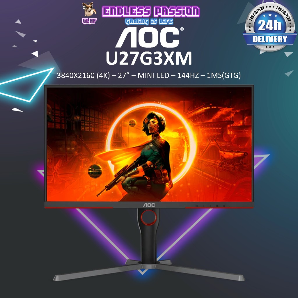 AOC U27G3XM 27" FAST IPS UHD QD-Mini LED 160Hz 1ms Gaming Monitor | Shopee Singapore