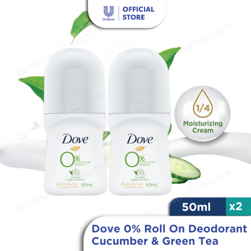 [Bundle of 2] Dove Zero 0% Aluminium Roll On Deodorant Cucumber & Green ...
