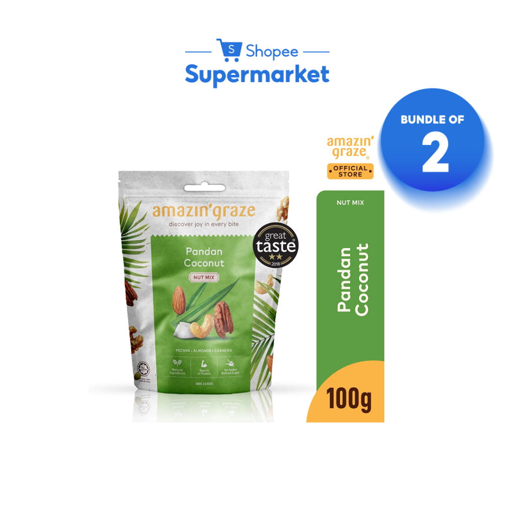 [Bundle of 2] Amazin' Graze Nut Mix - Pandan Coconut (100g) | Shopee ...