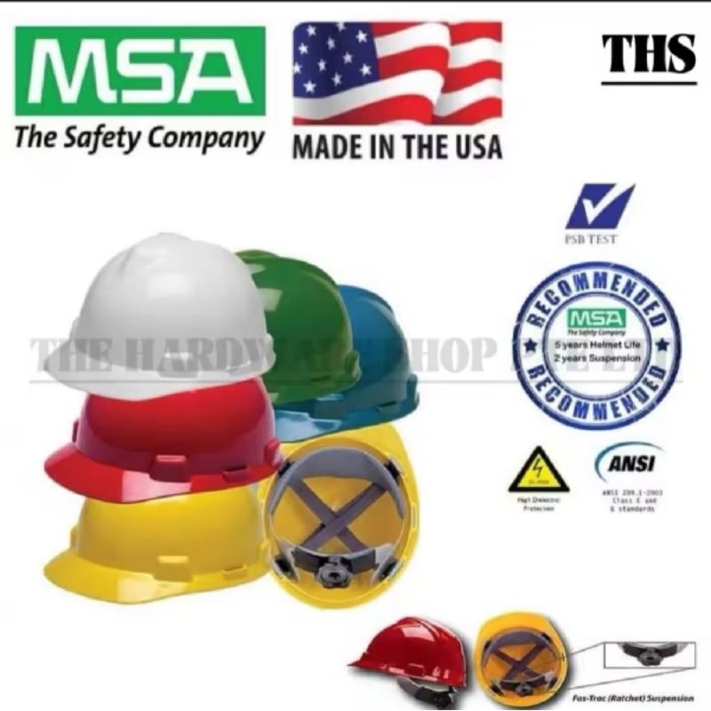 MSA V-GARD SAFETY HELMET / HEAD PROTECTIVE / TOPI KESELAMATAN ( BLUE ...
