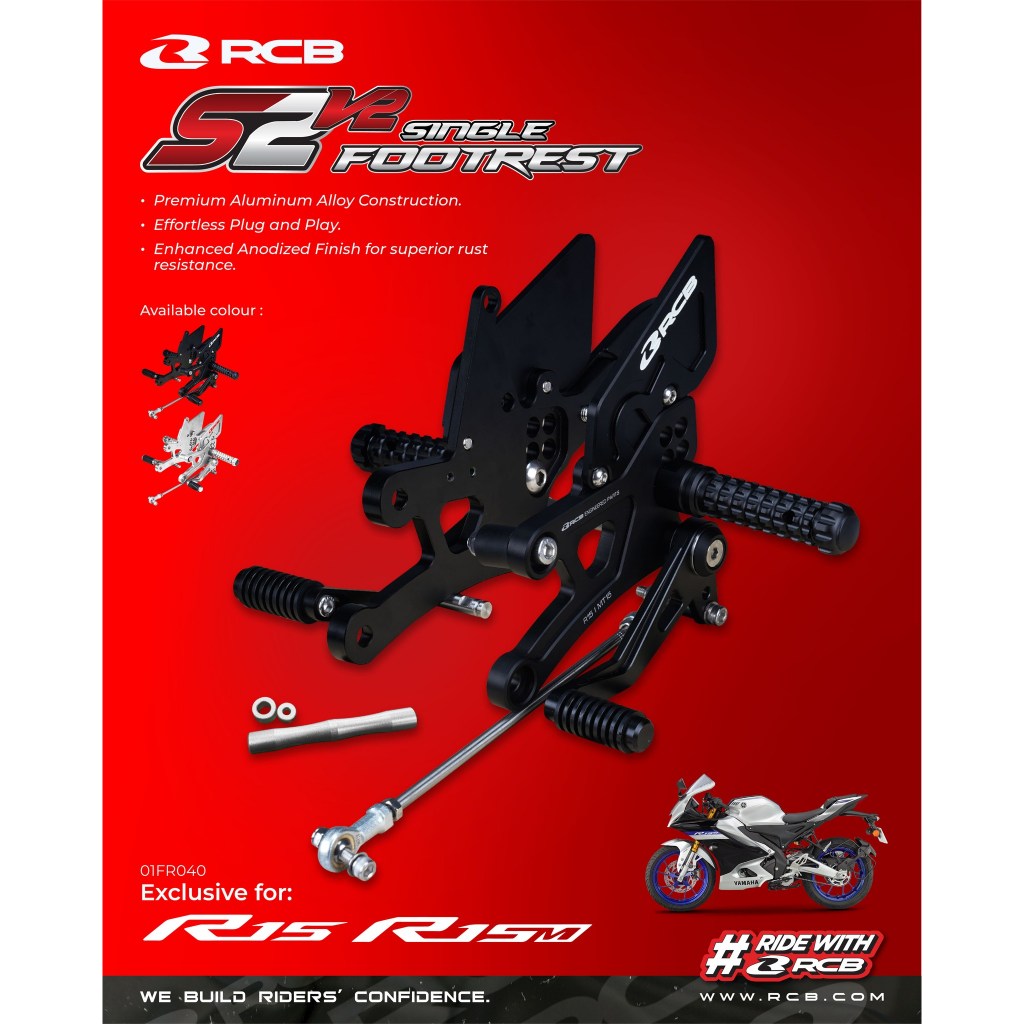 RCB RACING BOY S2-V2 FOOTREST SINGLE SET R15V3 R15M R15 V4 YZF-R15-V3 ...