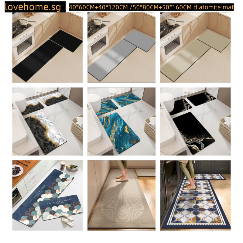 2 Pcs Kitchen Floor Mat Diatomite Mat Anti Slip Carpet Mat bathroom Mat ...