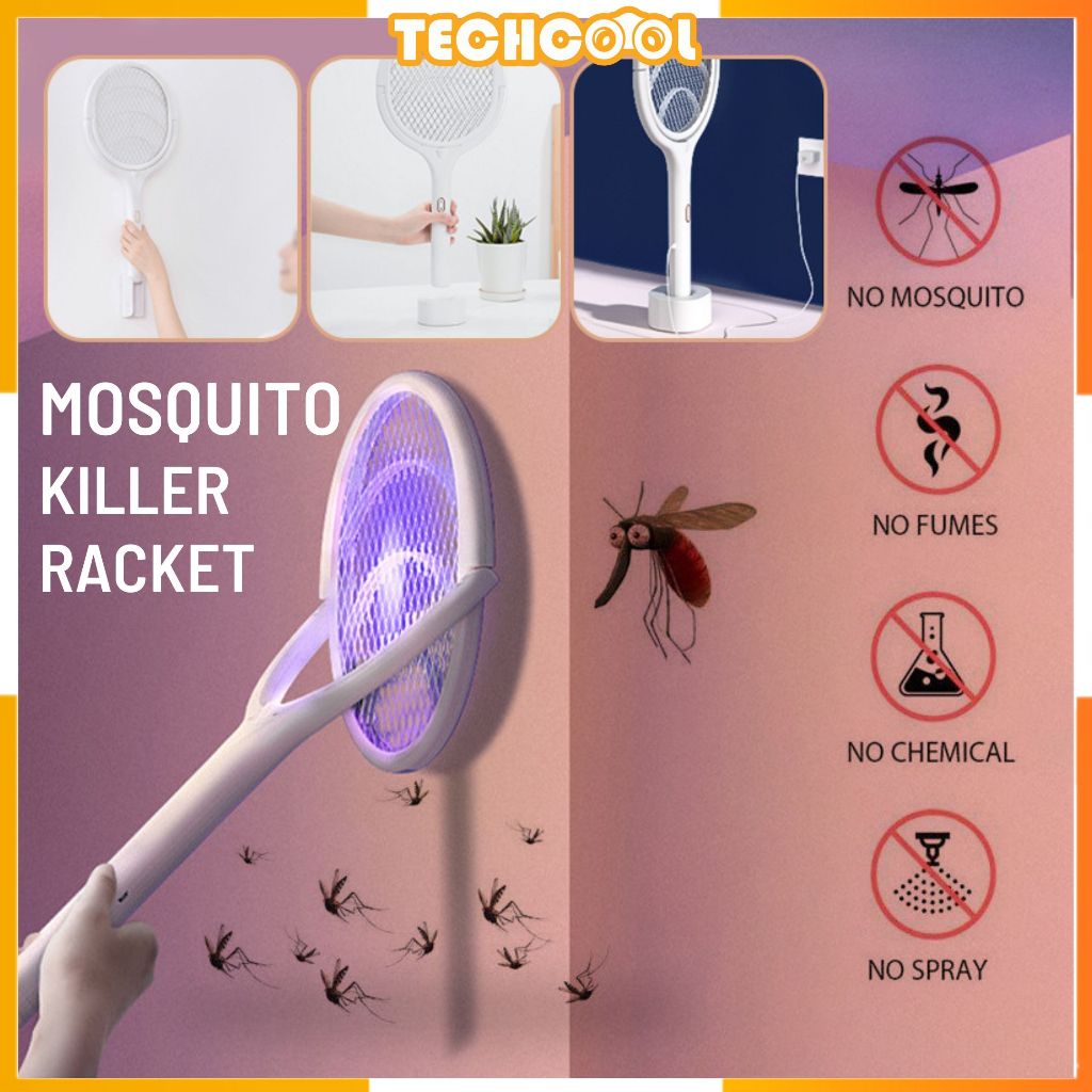 USB Rechargeable Electric Fly Swatter 4000V Bug Zapper Racket with ...